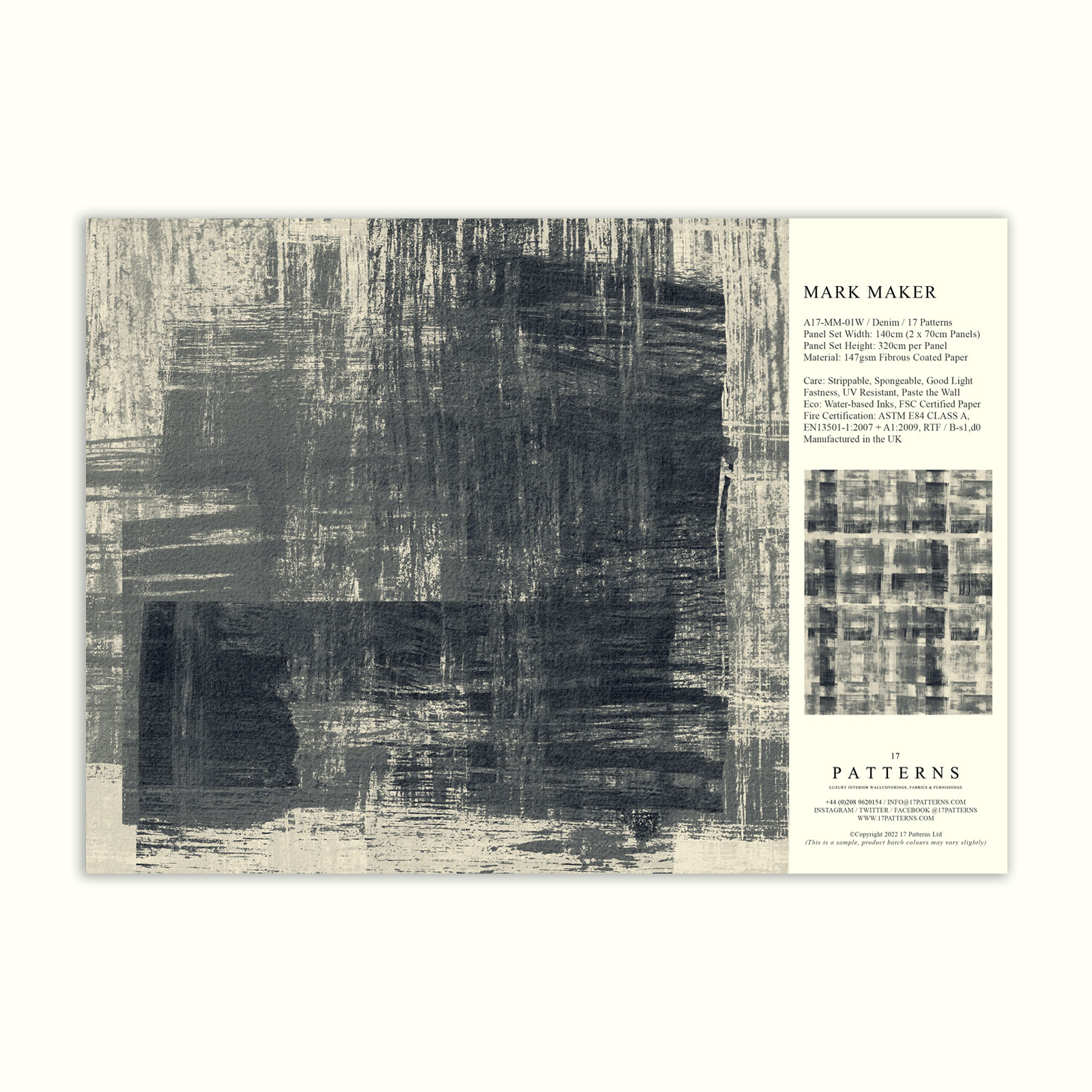 Mark Maker Wallpaper Denim from 17 Patterns